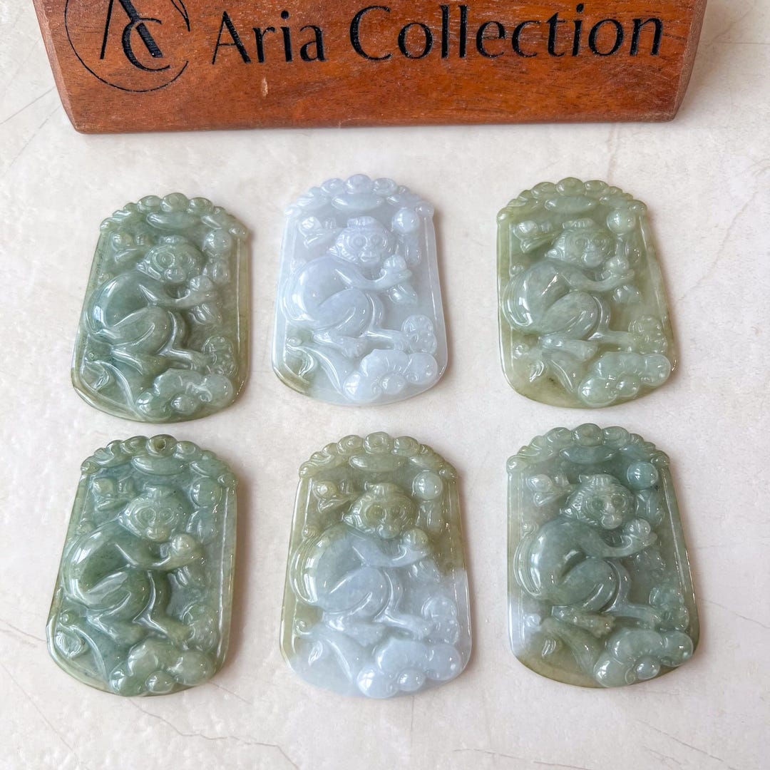 Jadeite Jade Monkey Chinese Zodiac Carved Pendant, LJ-1221-1725166209 ...