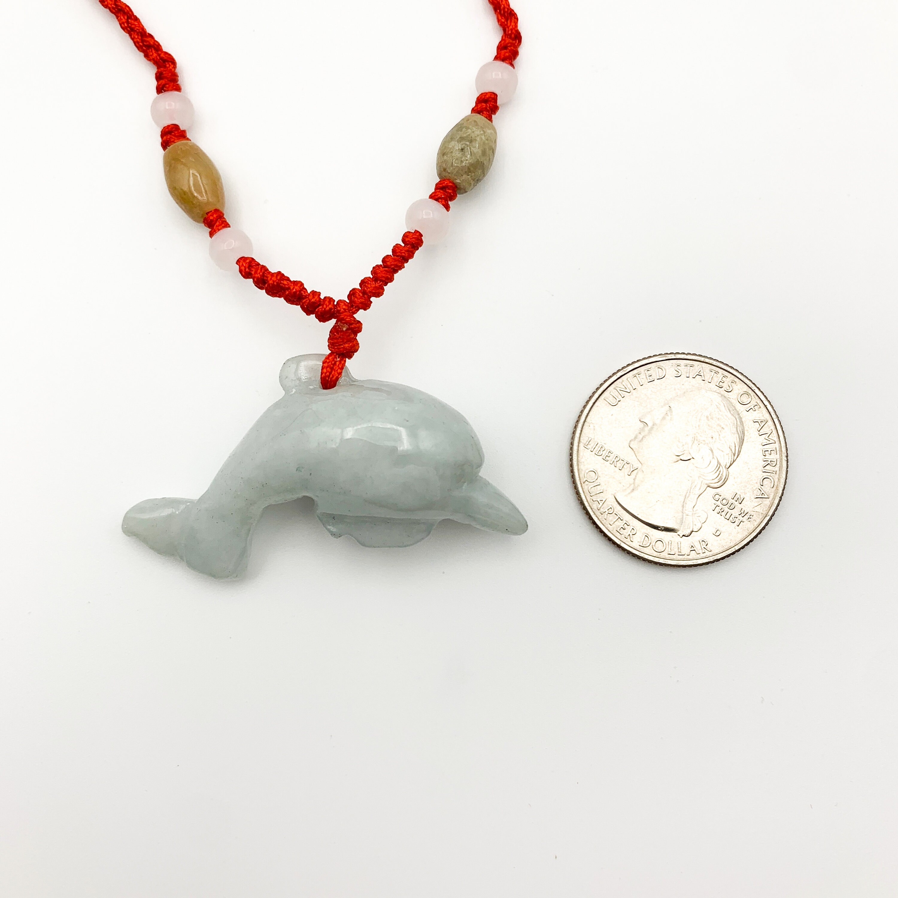 Jadeite Jade Dolphin Chinese Zodiac Carved Red Necklace | Etsy