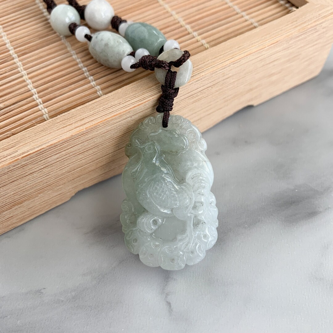Jadeite Jade Rooster Chicken Chinese Zodiac Carved Pendant Necklace, YW ...