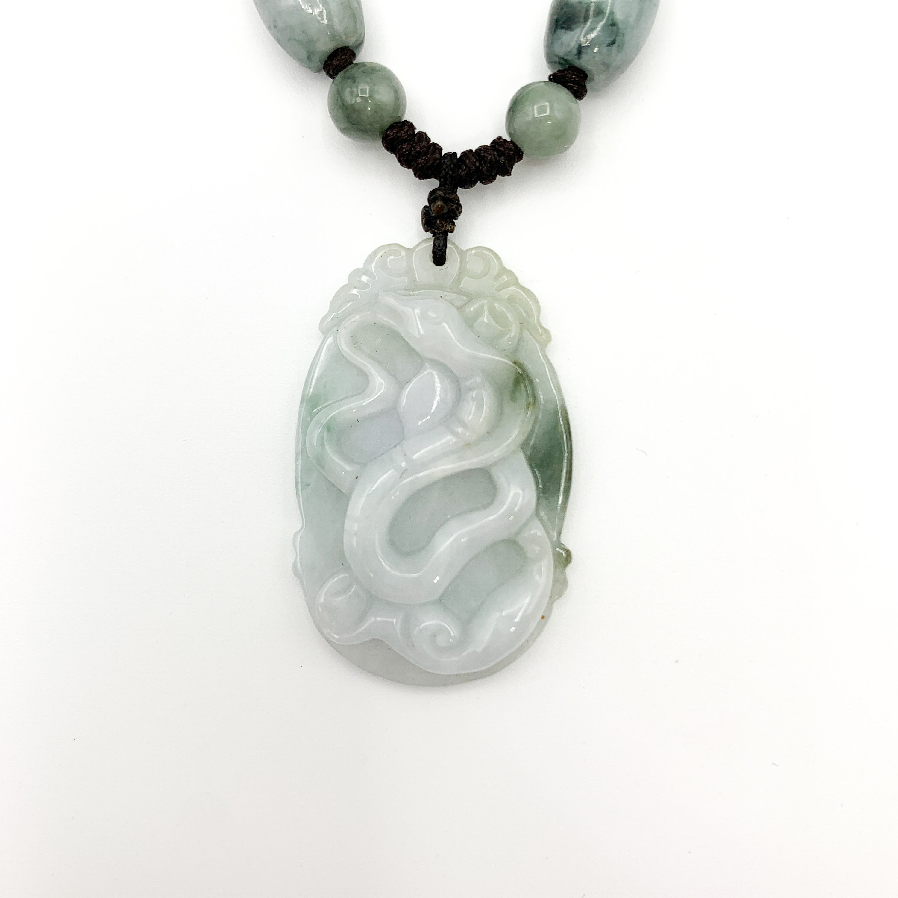 Jadeite Jade Snake Chinese Zodiac Carved Pendant Necklace | Etsy