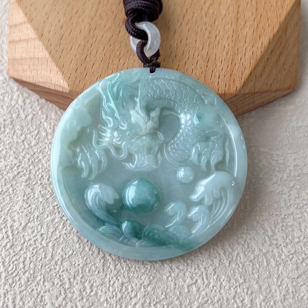 Jadeite Jade Dragon Pendant Necklace, Chinese Zodiac, Green Jade, BGC ...