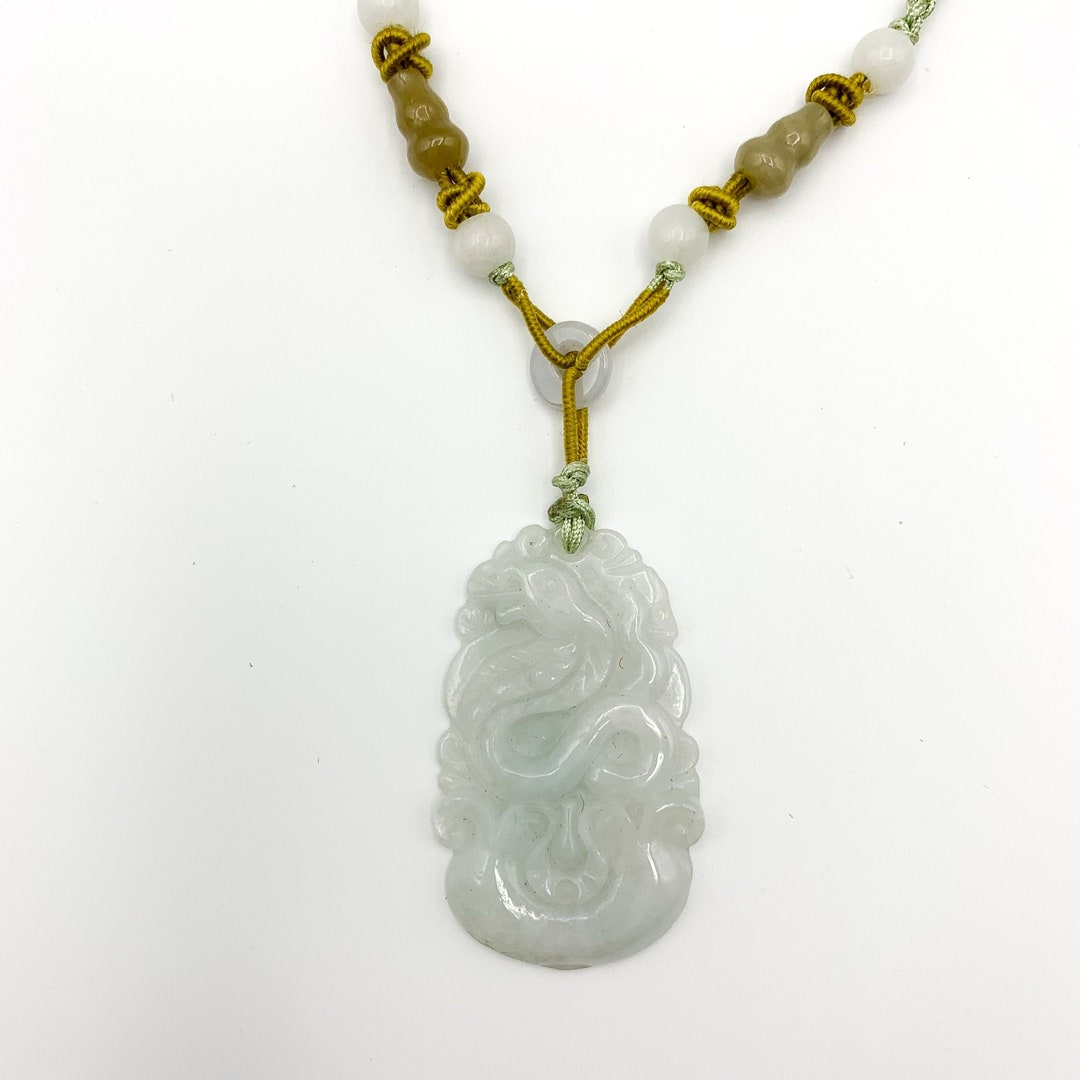 Jadeite Jade Snake Chinese Zodiac Carved Pendant Necklace, YW-0110 ...
