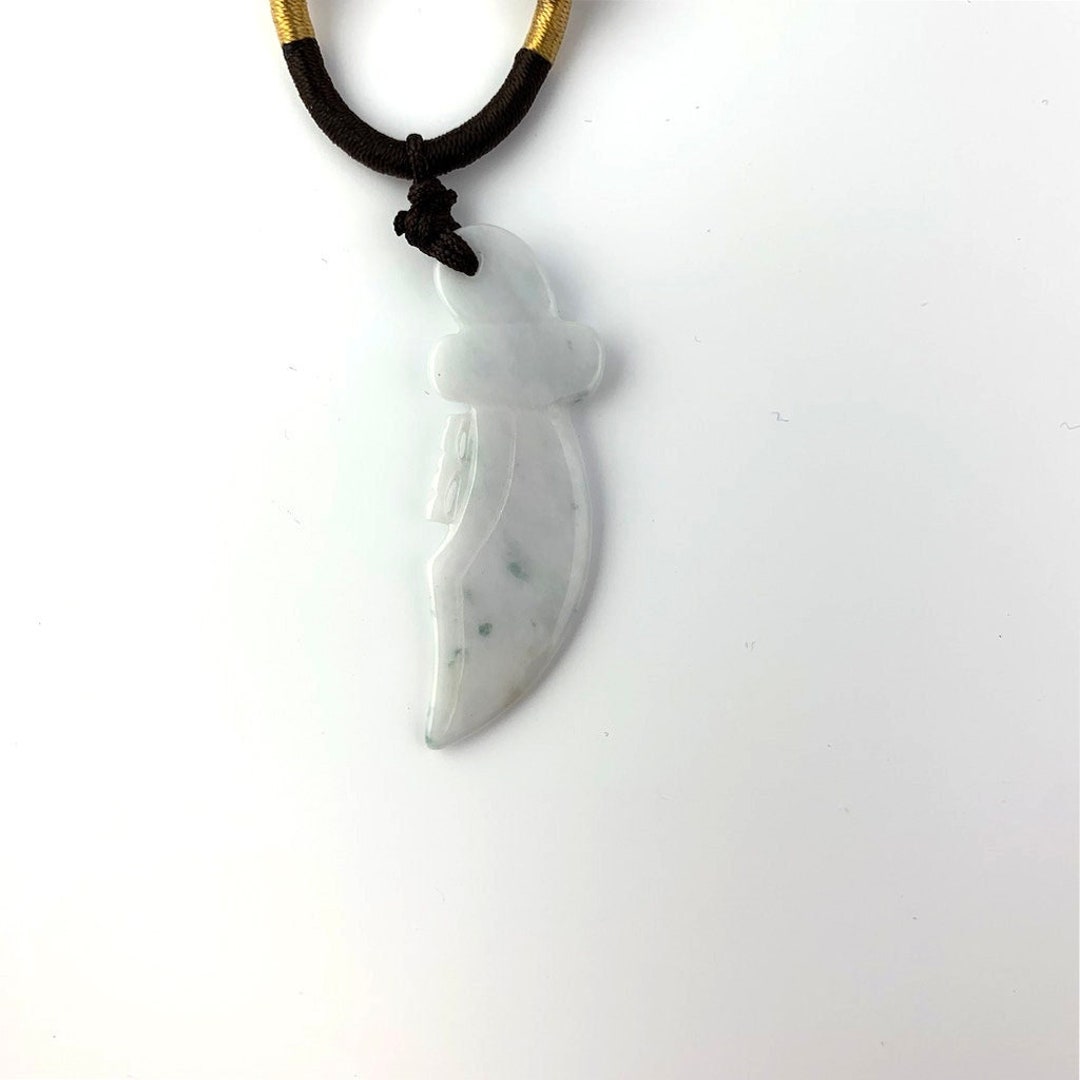 Jadeite Jade White Jade Sword Hand Carved Pendant Necklace, YW-0110 ...