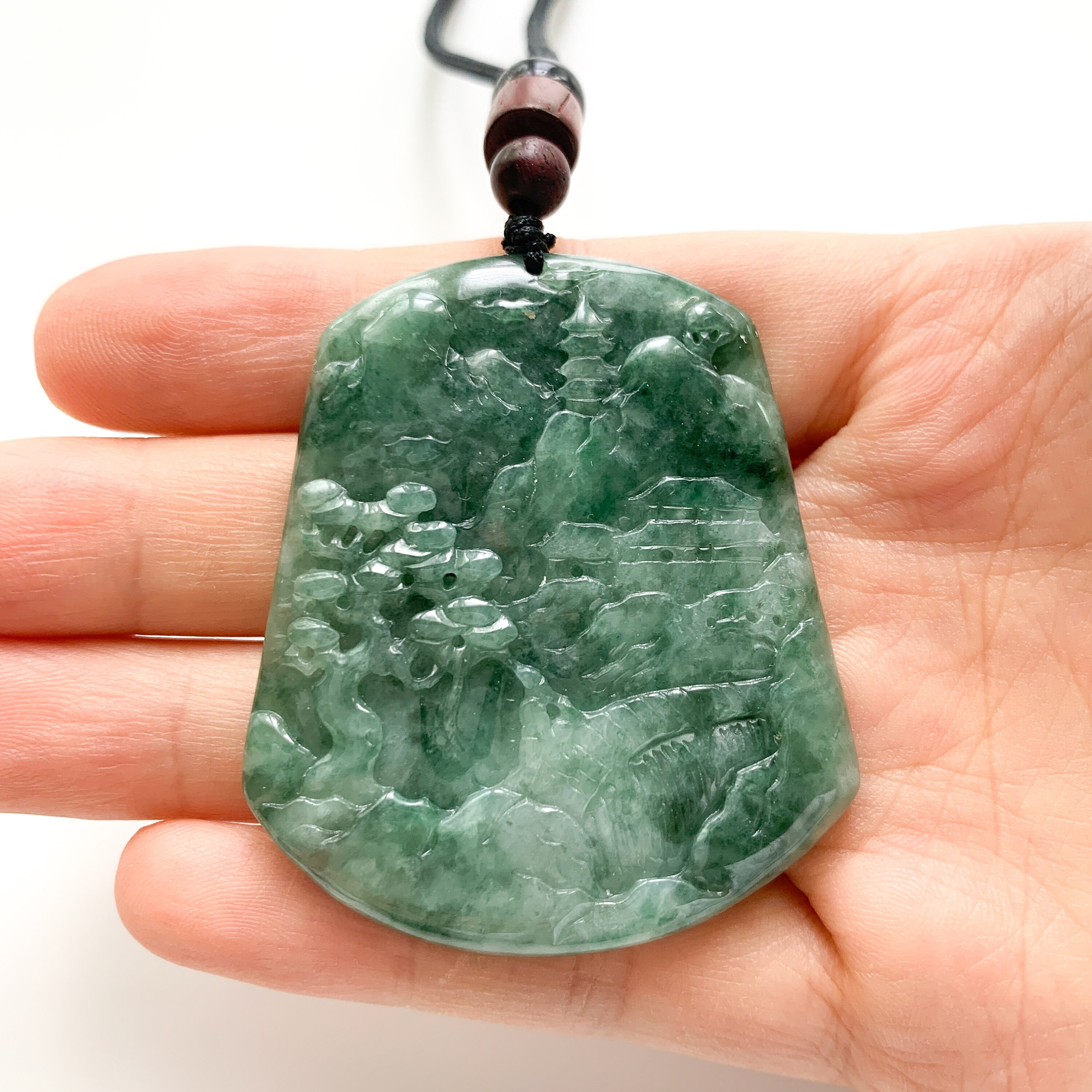 Jadeit Jade Landschaft Berg Wald Fluss Landschaft von Hand | Etsy