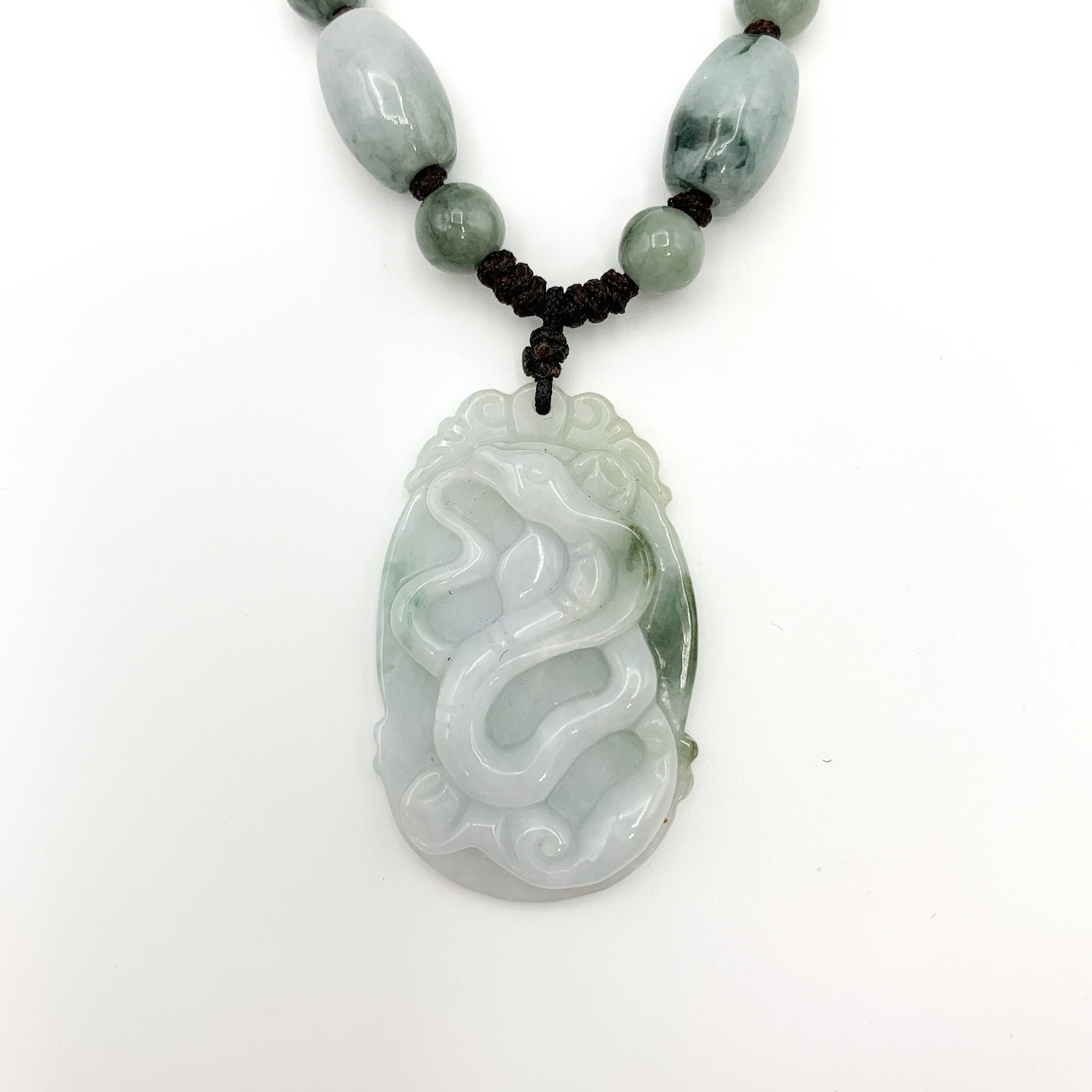 Jadeite Jade Snake Chinese Zodiac Carved Pendant Necklace | Etsy