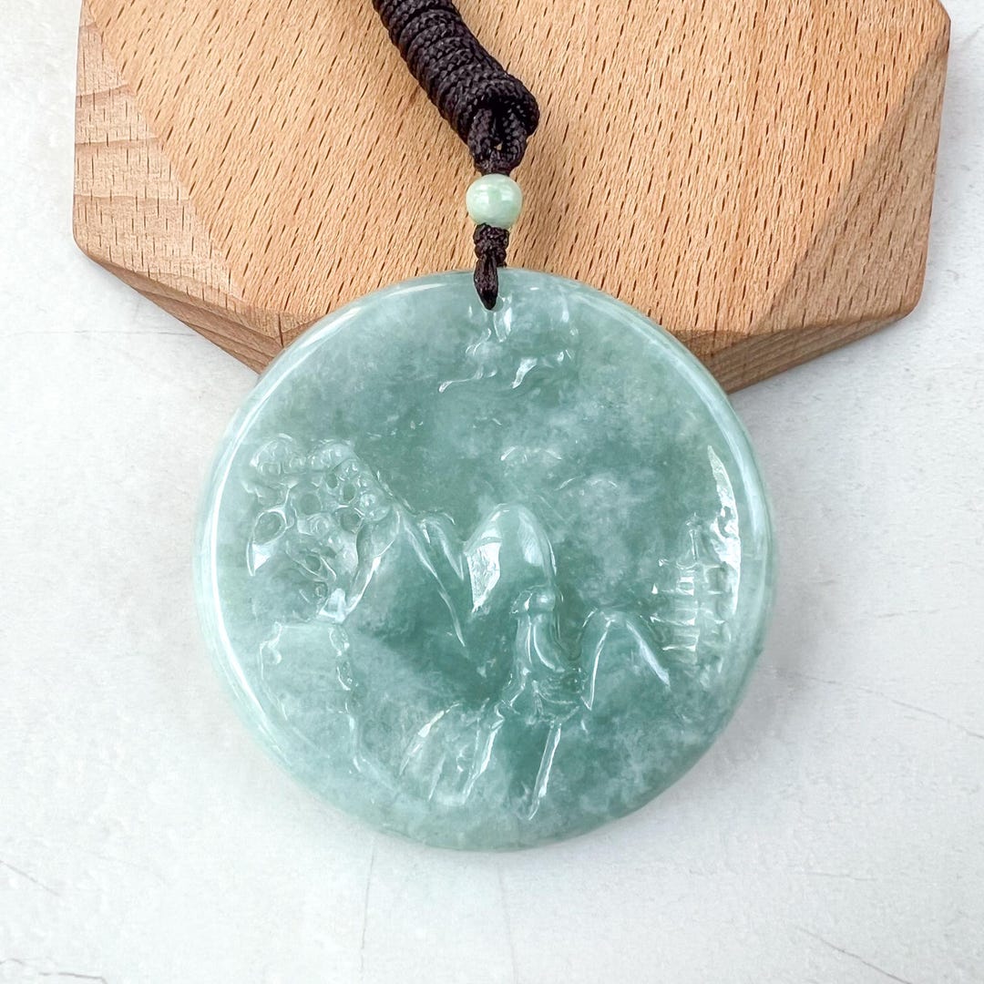 Jadeite Jade Landschaft Bergwald Fluss Landschaft Hand geschnitzte ...