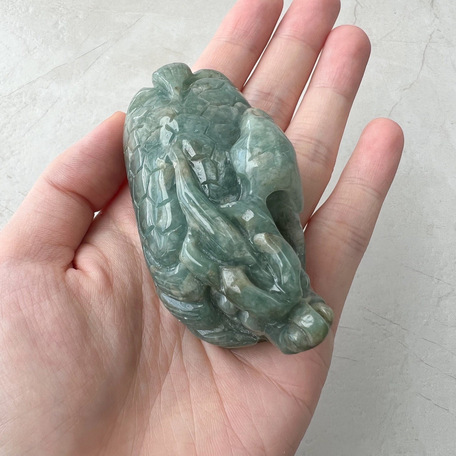 Jadeite Jade Dragon Turtle Chinese Zodiac Hand Carved Feng Shui ...