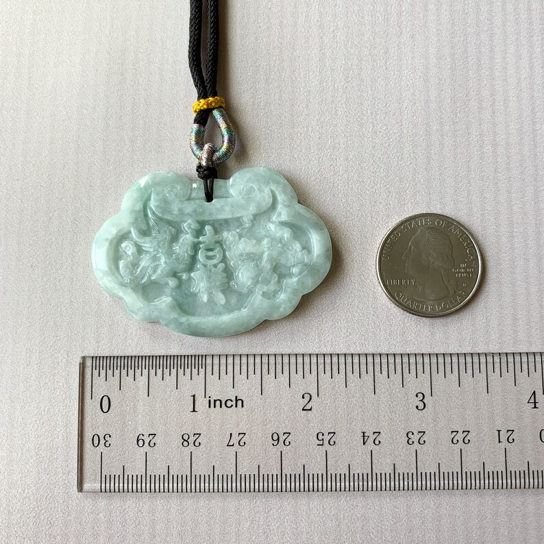 Large Jadeite Jade Longevity Lock Carved Necklace 长命锁 - Etsy