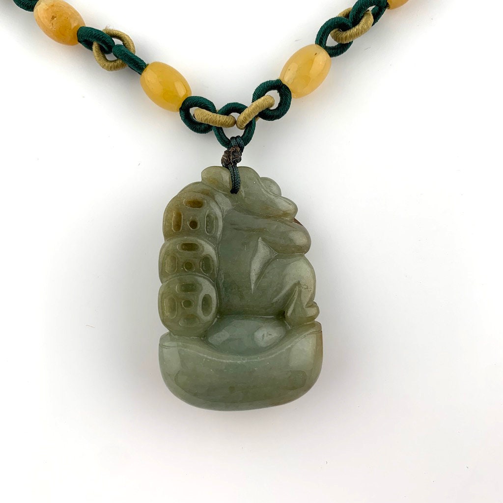 Jadeite Jade Pig Boar Chinese Zodiac Carved Pendant Necklace | Etsy