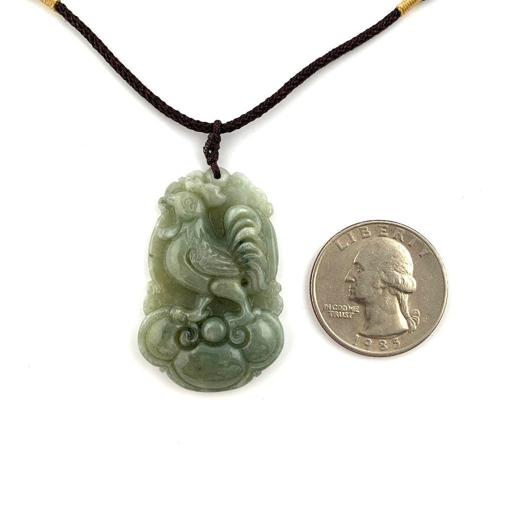 Jadeite Jade Rooster Chicken Chinese Zodiac Carved Rustic Pendant ...