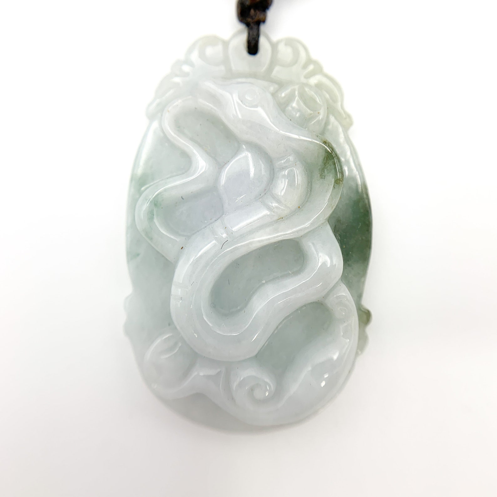 Jadeite Jade Snake Chinese Zodiac Carved Pendant Necklace - Etsy