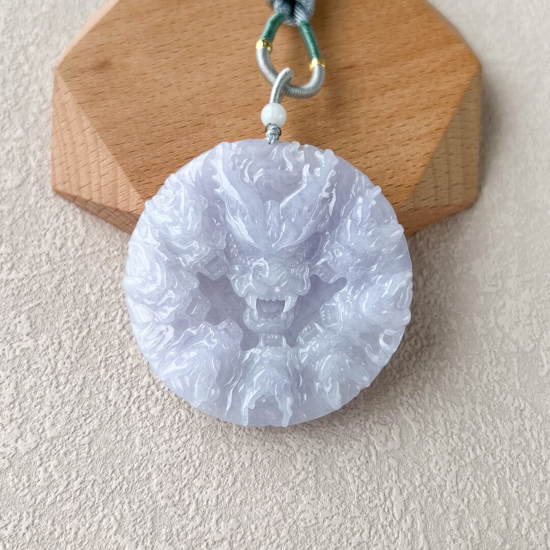 Circle of Nine Dragons Pendant, Light Purple Hand Carved Jadeite Jade ...