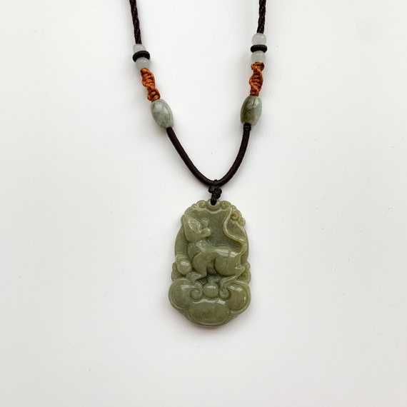 Jadeite Jade Rat Mouse Chinese Zodiac Carved Pendant Necklace YW 0110 1646451919