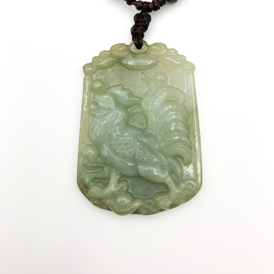 Jadeite Jade Rooster Chicken Chinese Zodiac Carved Rustic Pendant ...