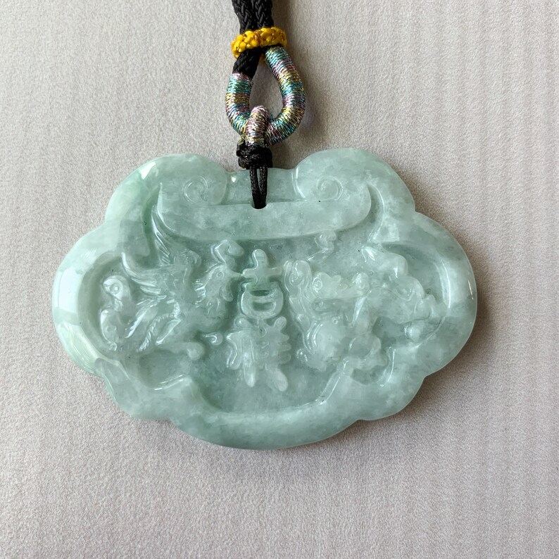 Large Jadeite Jade Longevity Lock Carved Necklace 长命锁 - Etsy