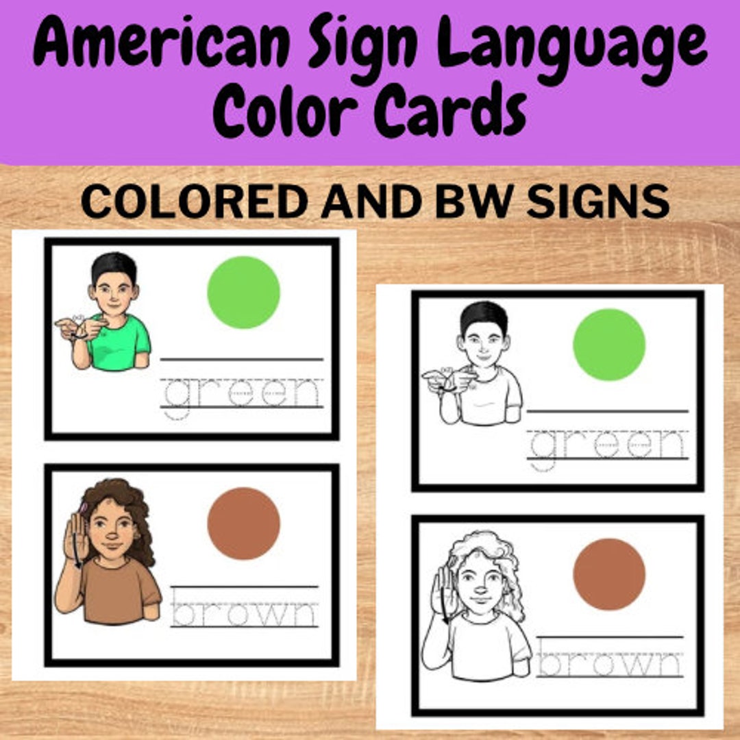 Sign Language Color Flashcards - ASL Color Flashcards - Speech Therapy ...