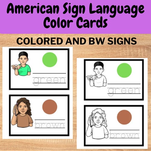 Sign Language Color Flashcards - ASL Color Flashcards - Speech Therapy ...