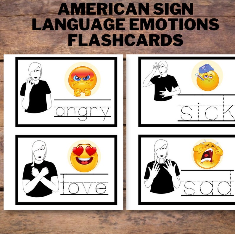 Sign Language Emotions Flashcards ASL Emotions Flashcards Speech ...