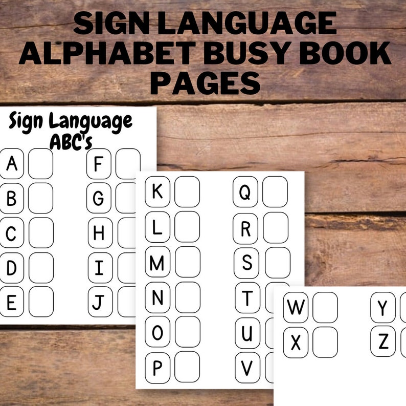 Sign Language Alphabet Busy Book Pages Toddler Busy Book - Etsy