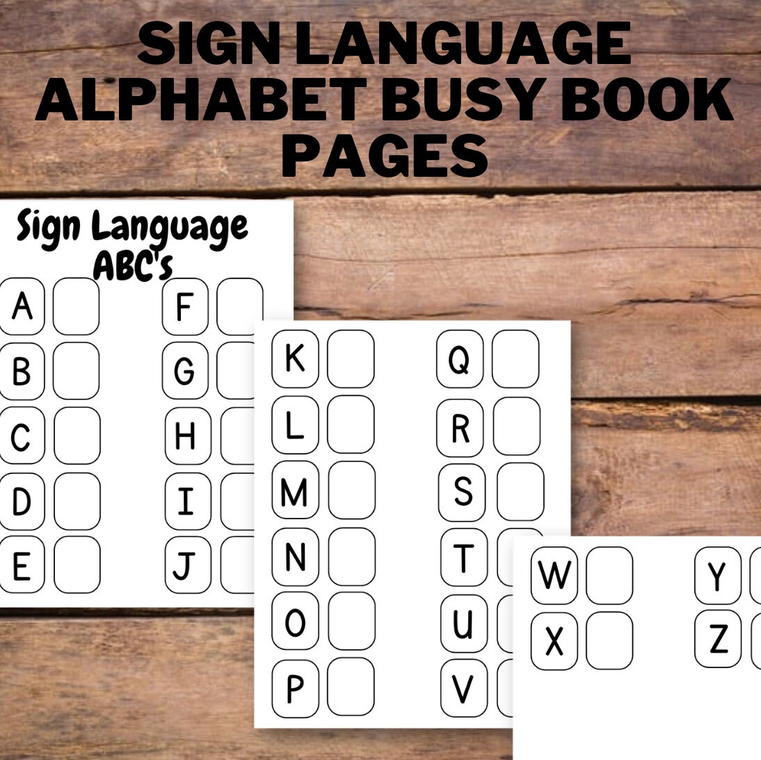 Sign Language Alphabet Busy Book Pages - Toddler Busy Book - Preschool ...