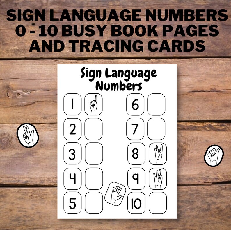 Sign Language Number Tracing Flashcards and Busy Book Pages, Speech ...