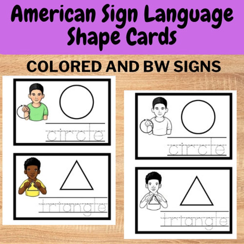 Sign Language Shapes Flashcards ASL Shape Flashcards Speech Therapy ...