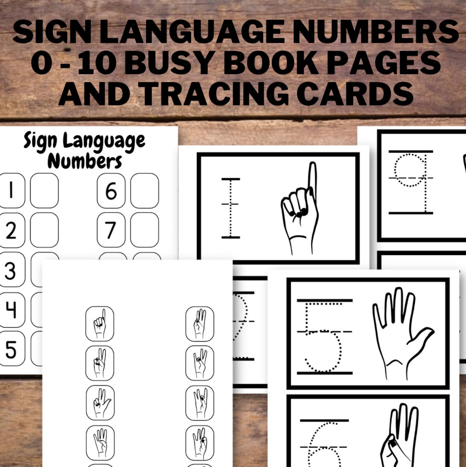Sign Language Number Tracing Flashcards and Busy Book Pages, Speech ...