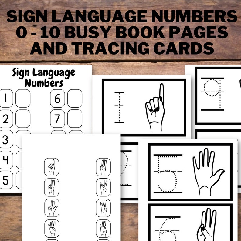 Sign Language Number Tracing Flashcards and Busy Book Pages, Speech ...
