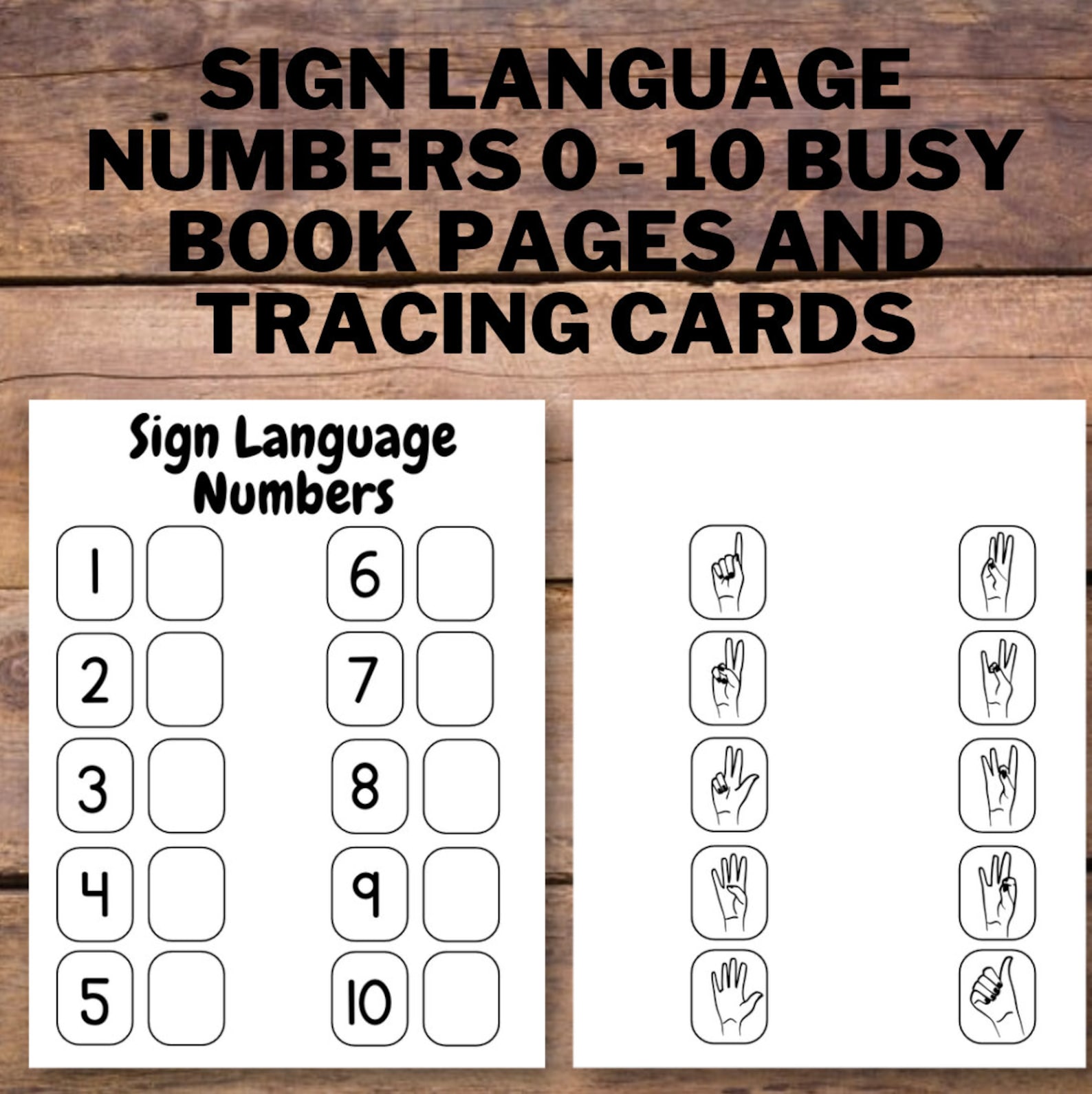 Sign Language Number Tracing Flashcards and Busy Book Pages, Speech ...