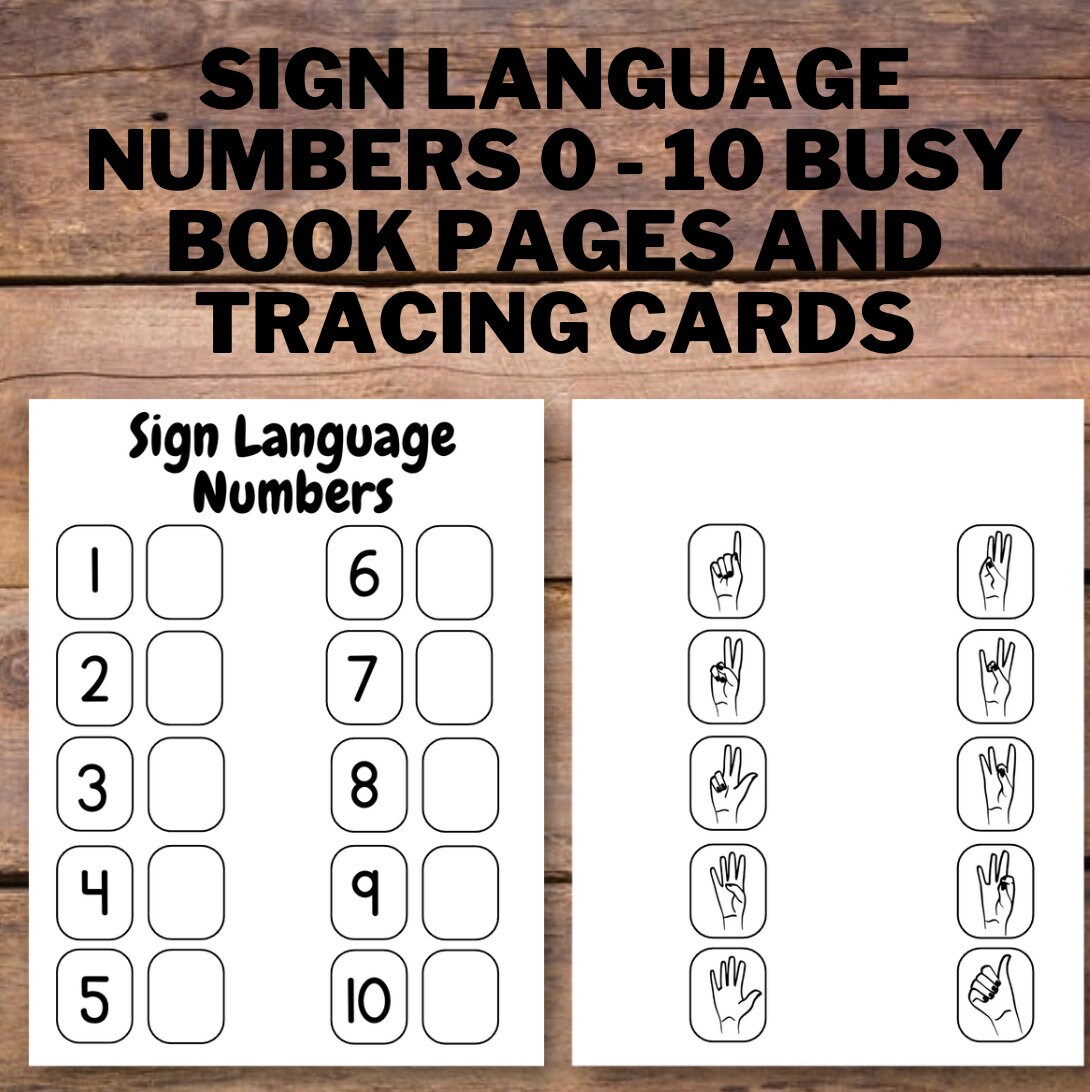 Sign Language Number Tracing Flashcards and Busy Book Pages, Speech ...