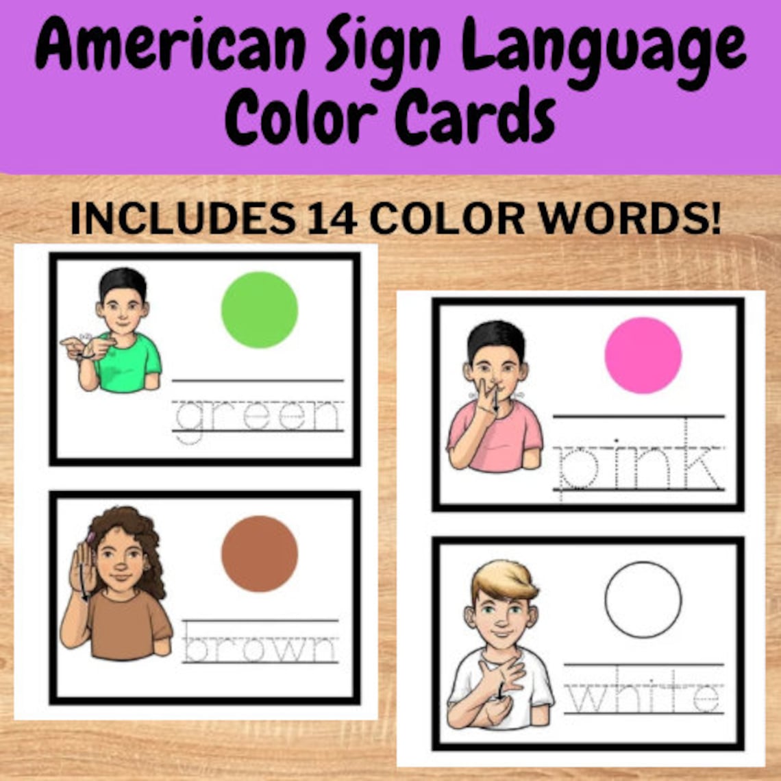 Sign Language Color Flashcards ASL Color Flashcards Speech Therapy Tool ...