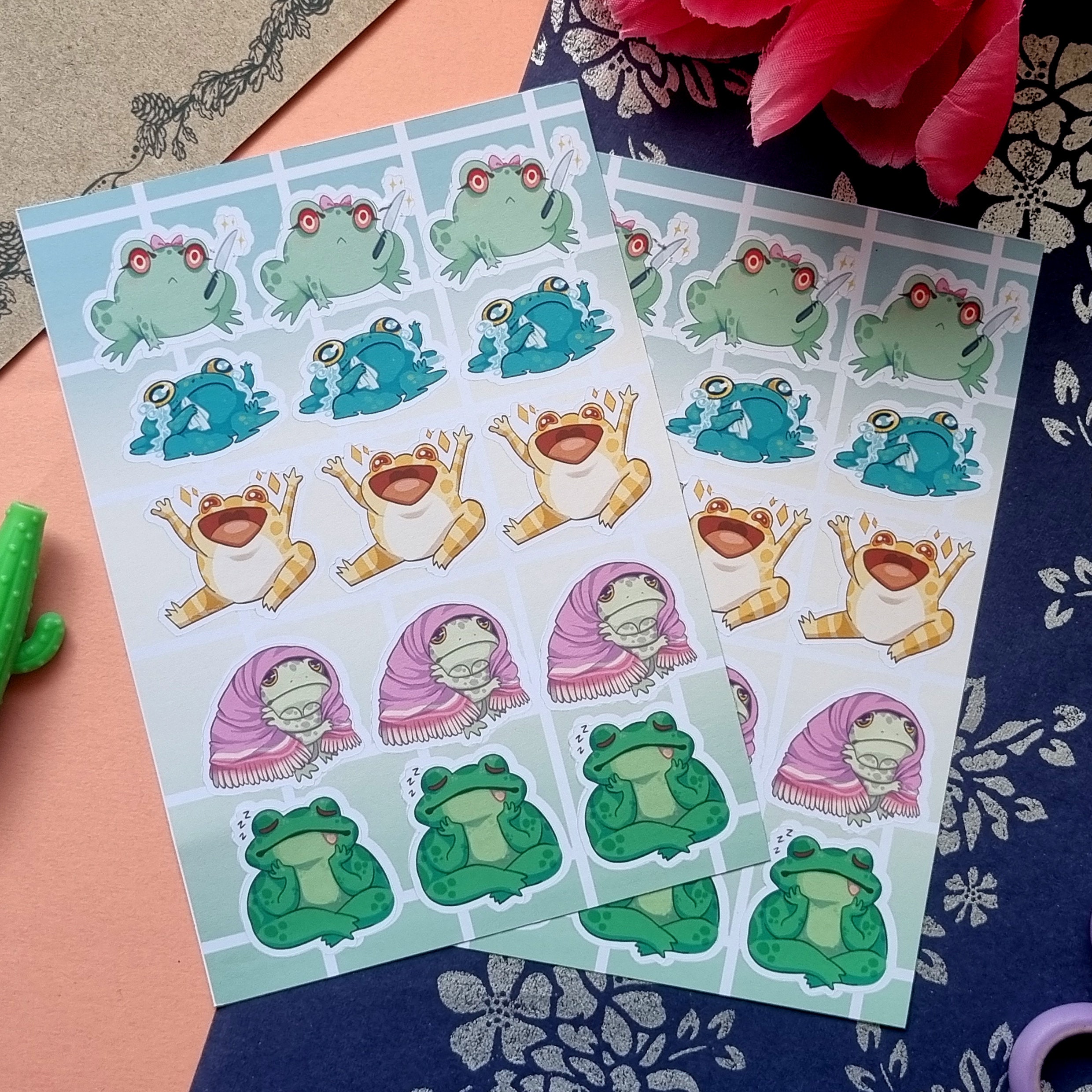 Paper & Party Supplies Stickers Frog Vinyl Sticker Sheet etna.com.pe