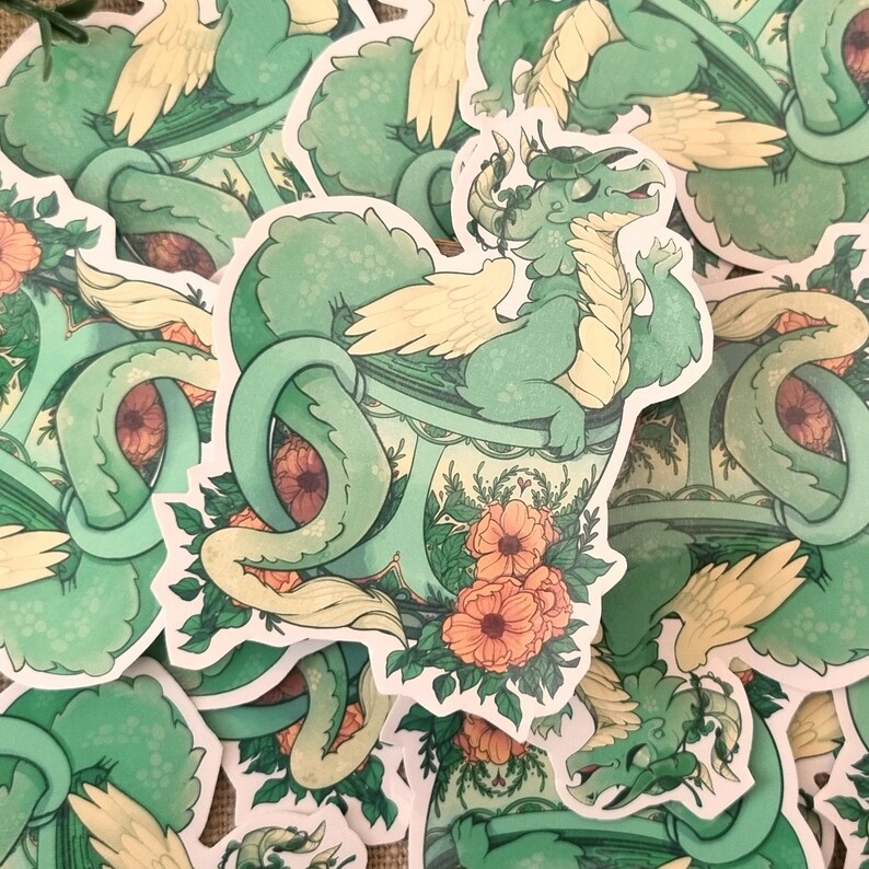 Matcha Dragon Teacup Dragon Sticker - Etsy
