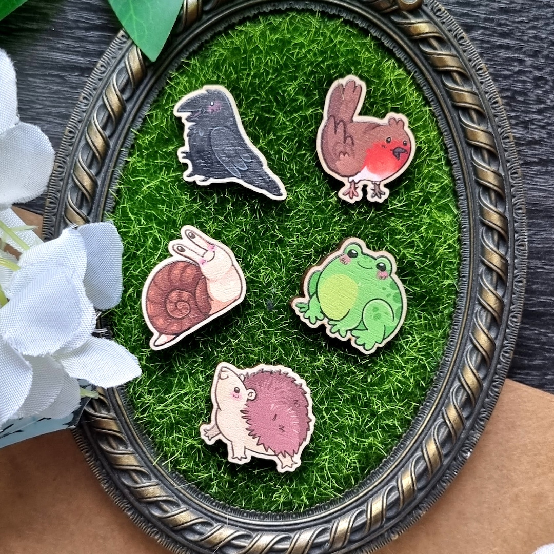 Woodland Critters Wooden Pins Animal Pins Cute - Etsy