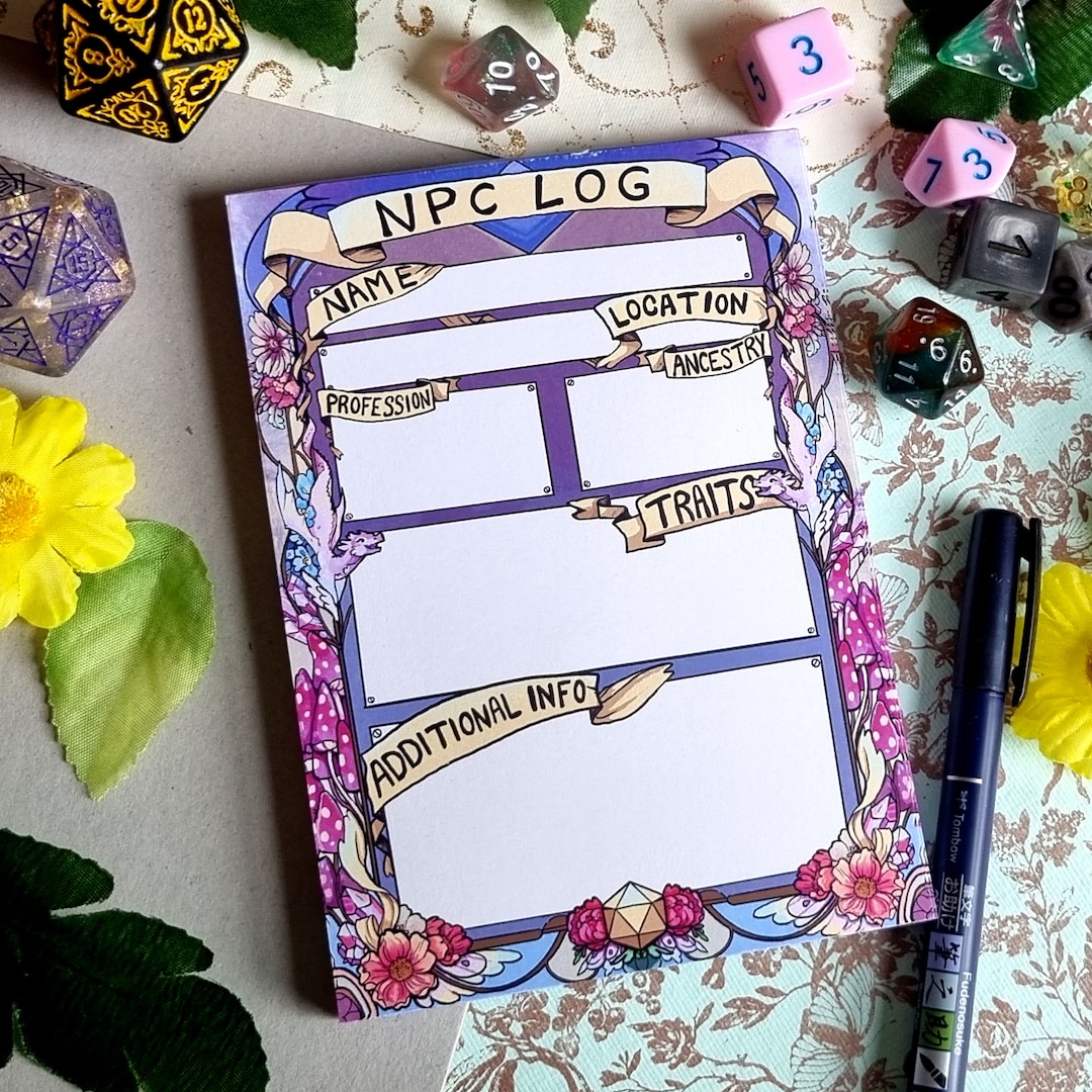The Fey NPC Log: D&D Notepad, A6 Stationery (50 Sheets) - Etsy