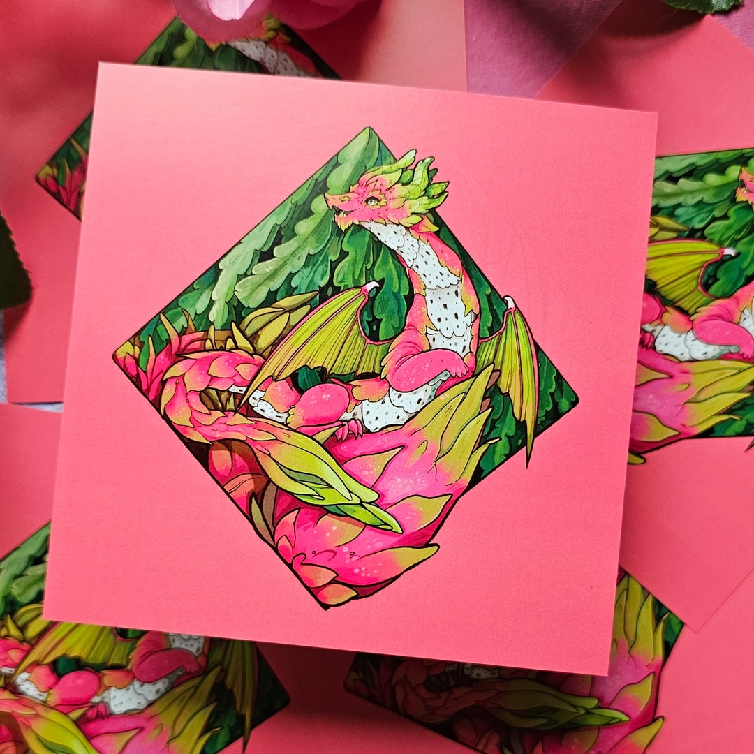 Drake - Dragon Fruit - Seedlings- Animals - Plants - Square Prints - Etsy