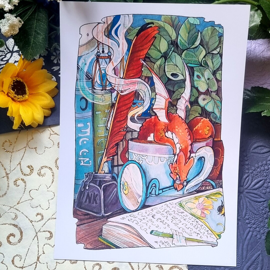 Study Buddy Teacup Dragon Print - Etsy