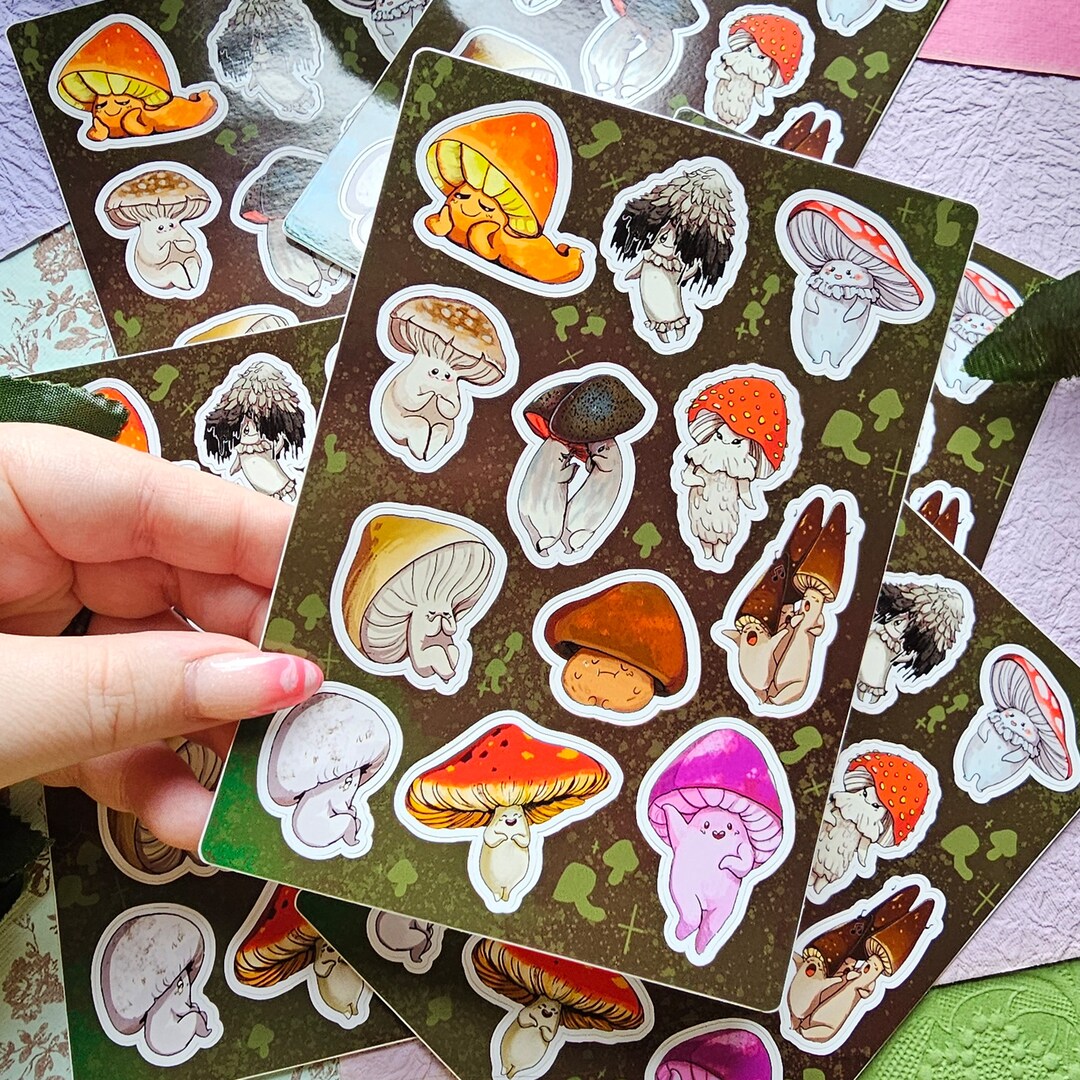 The Mushlings Wave 1- Sticker Sheet A6 - Cottagecore- Mushroom Mushling ...