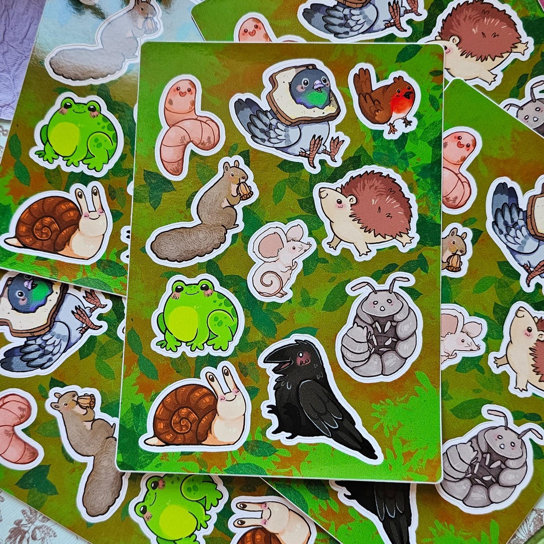 Woodland Critters- Sticker Sheet A6 - Cottage Core - Stickers - Forest ...