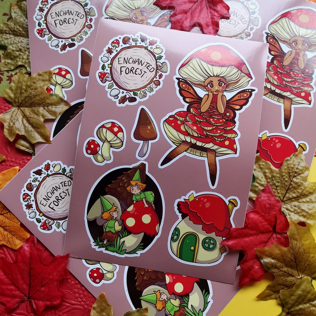 Enchanted Forests Sticker Sheet A5 Fungi Mushroom Stickers - Etsy