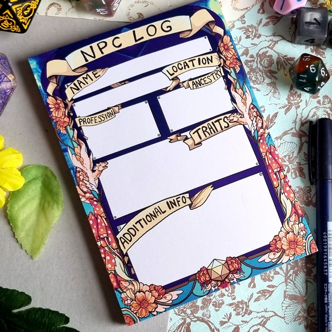 Heatwave -NPC Log D&D Notepad- A6 Stationery Notepad Letter Paper - A6 ...