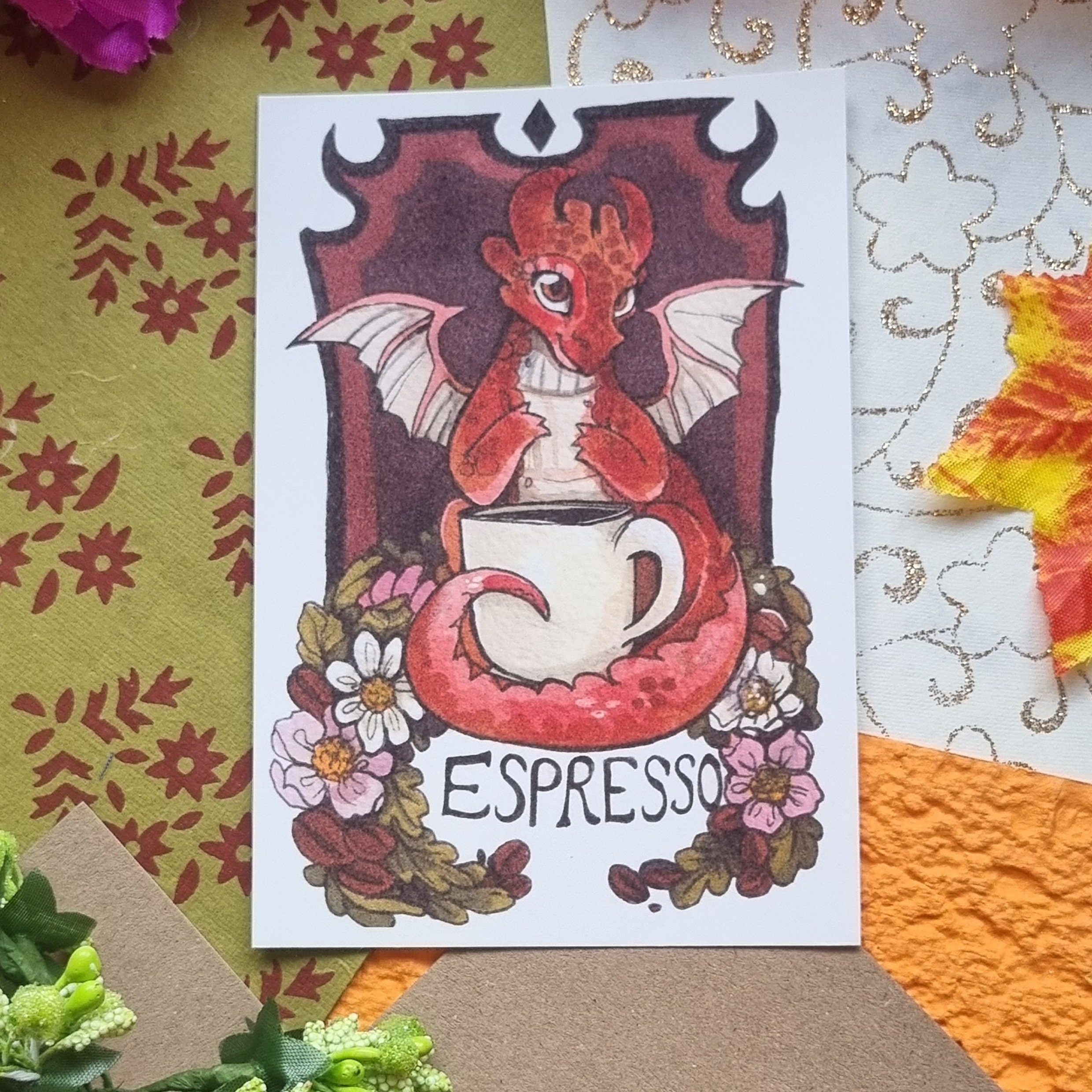 Coffee Dragon Postcard Prints - Etsy
