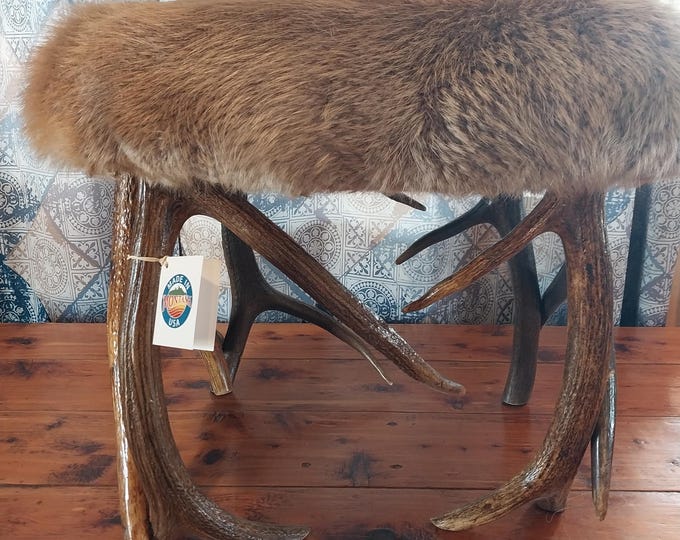Beaver Hide With Elk Antler Base Foot Stool #6 - Etsy