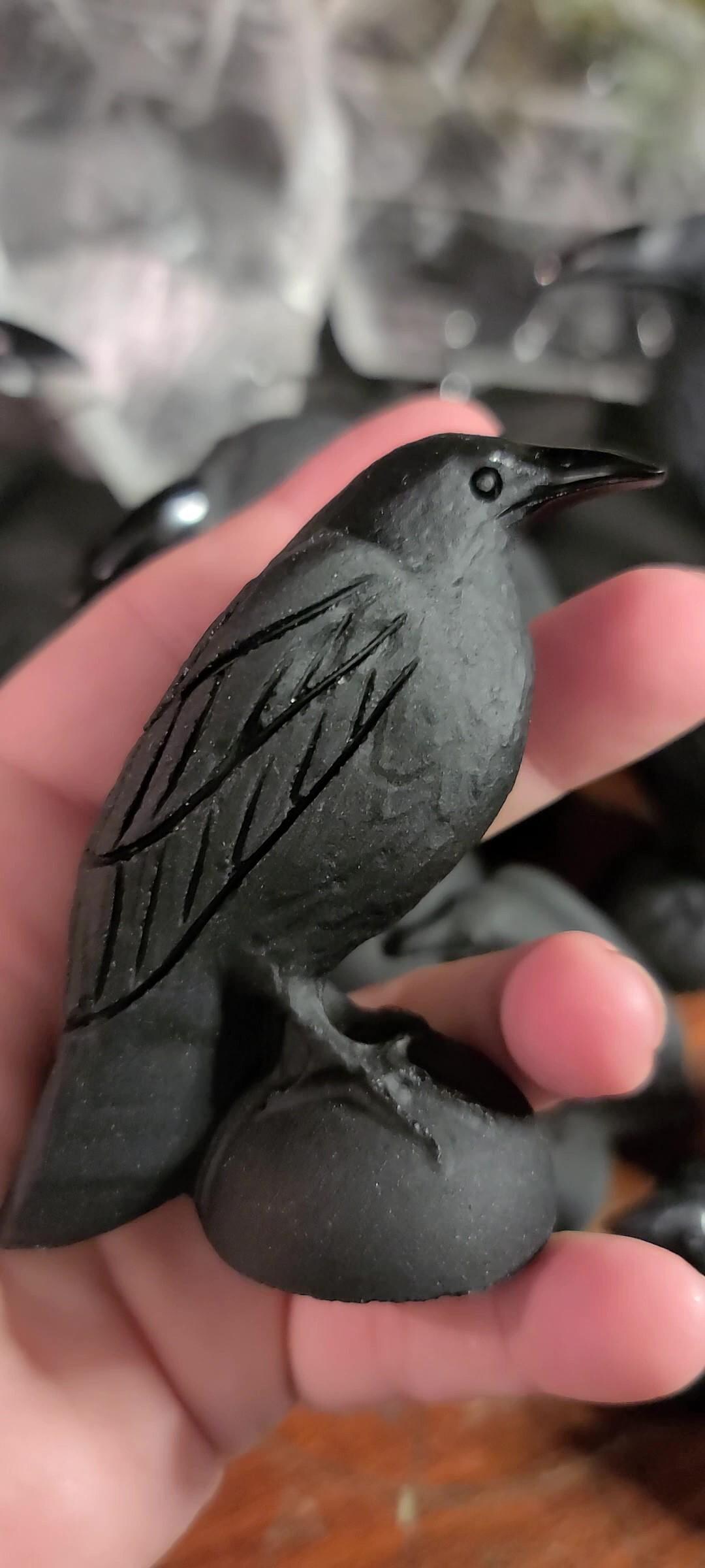 Black Obsidian Raven Carvings Mediums Sixed 3 Inch - Etsy