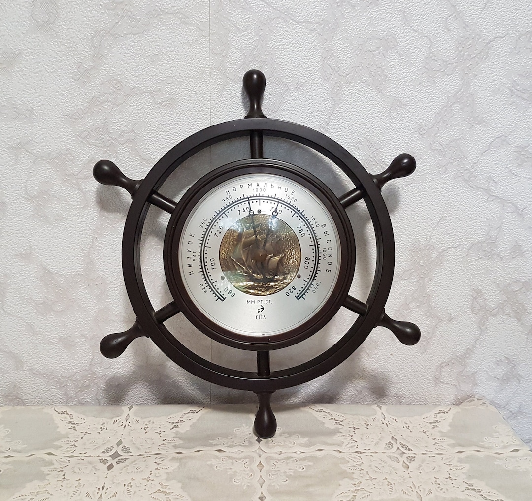 Round Barometer in Nautical Style. Meteorological Instrument. Weather ...
