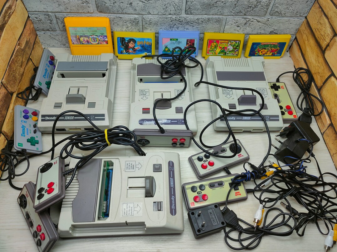 DENDY Junior 90 Years Game Console Quantity 4 Pcs + Cartridges - Etsy