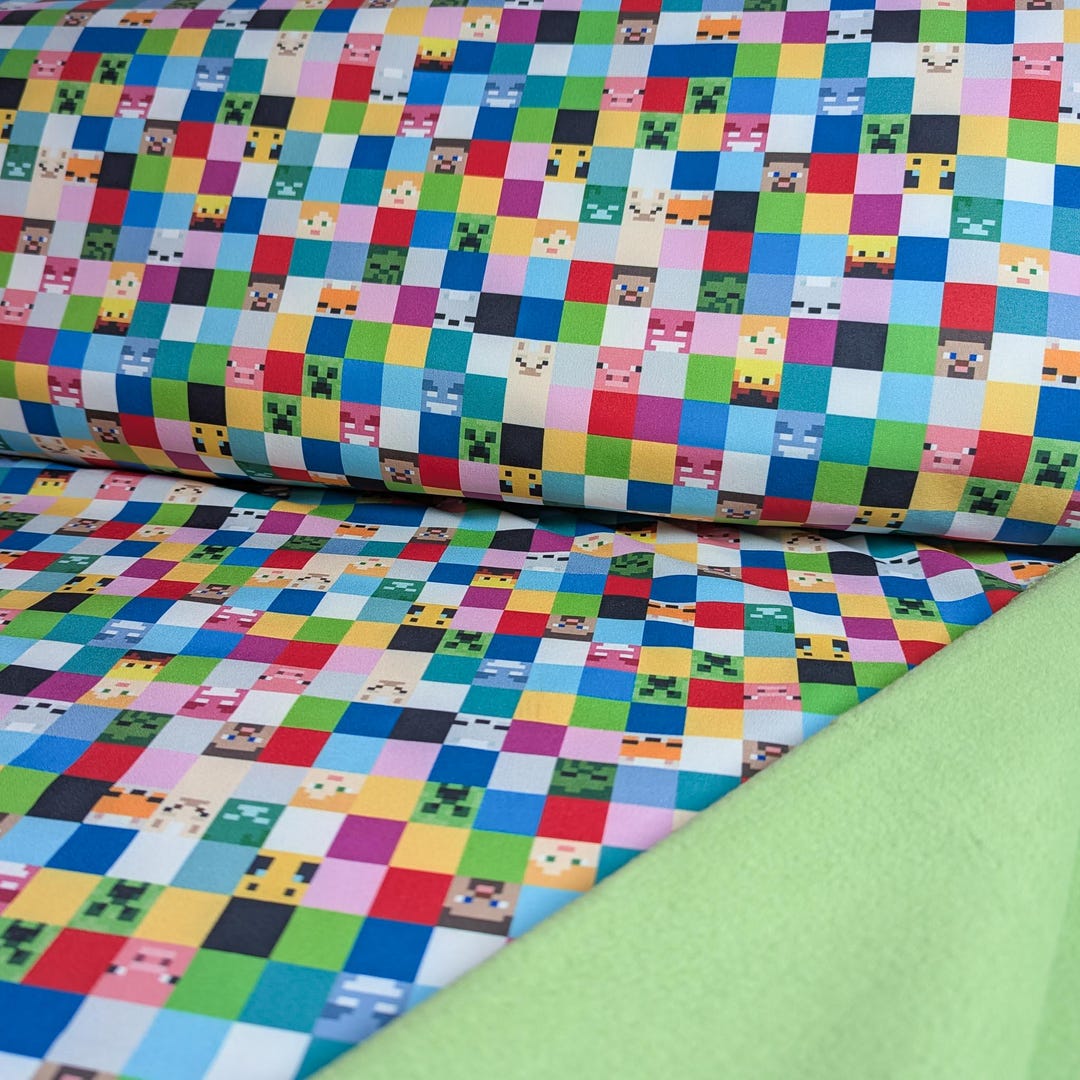 Softshell Fabric for Children: Minecraft Pixel Design // Water-repellent Softshell Fabric by the ...