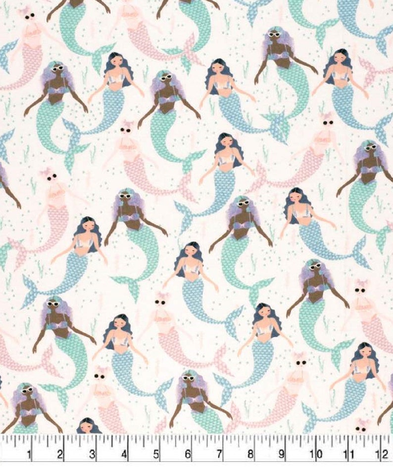 Multi Mermaid Teen Mermaids 100% Cotton Flannel Fabric fabric | Etsy