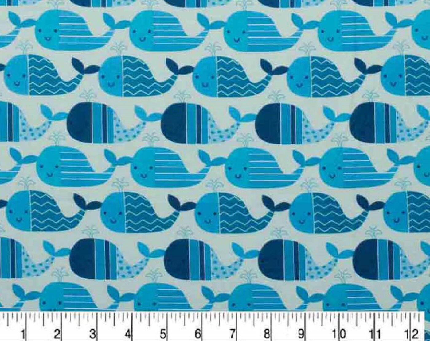 Patterened Blue Whales on blue 100% Cotton Flannel Fabric | Etsy