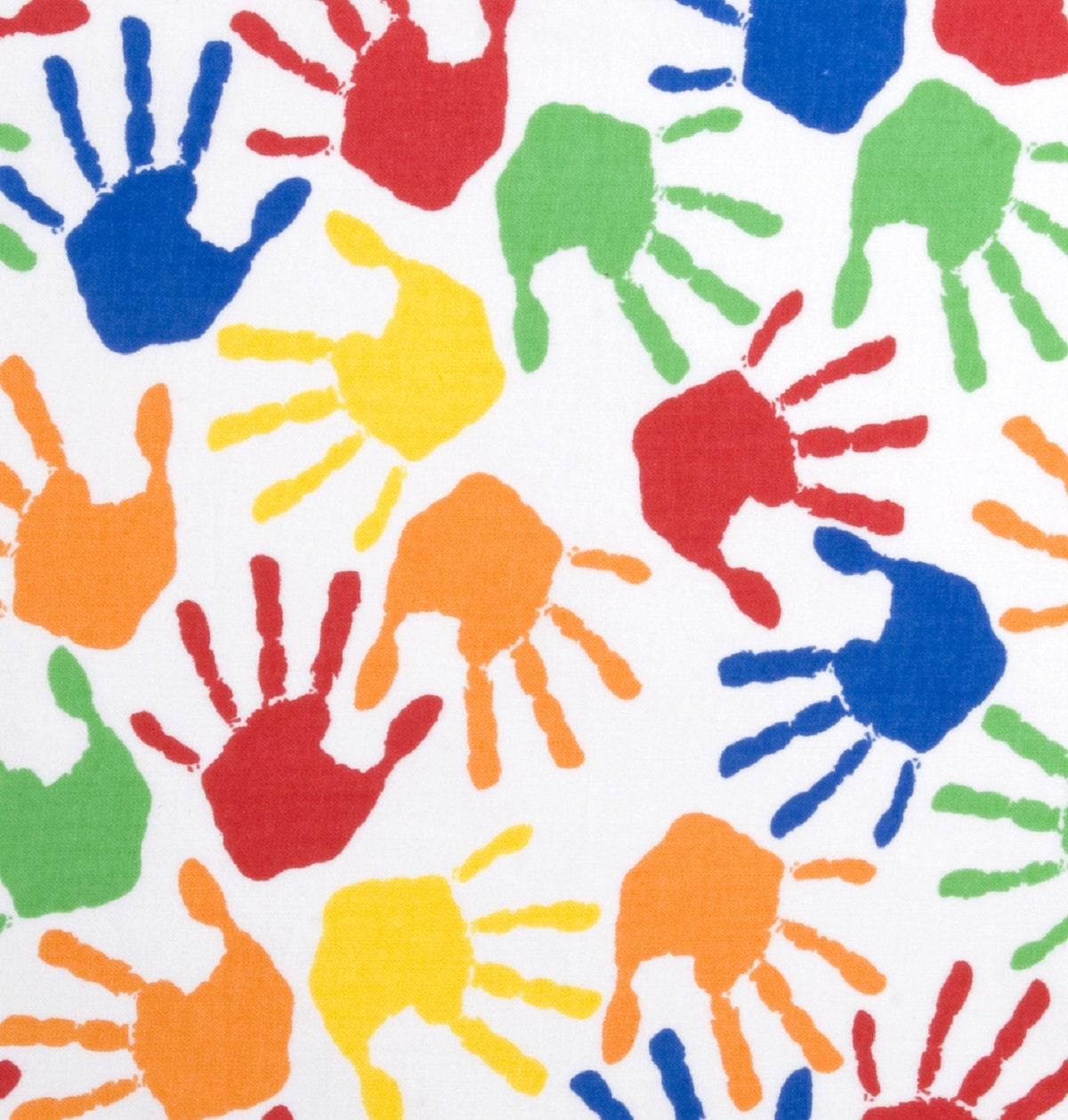 Colorful Hand Prints on White 100% Cotton Fabric Fabric sold | Etsy